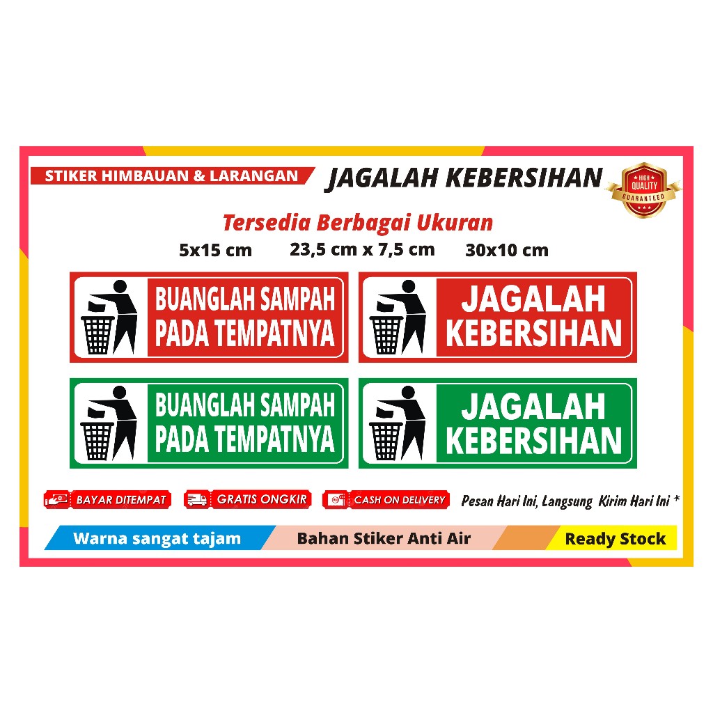 Jual STIKER JAGALAH KEBERSIHAN DAN BUANGLAH SAMPAH PADA TEMPATNYA ...