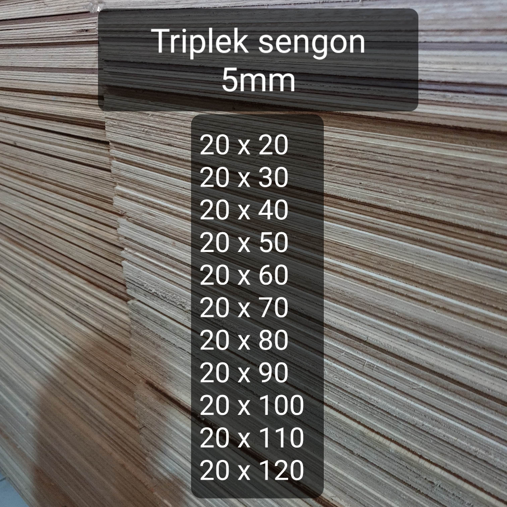 Jual Triplek custom sengon 5mm plywood multiplek halus 2 sisi lebar 20 ...