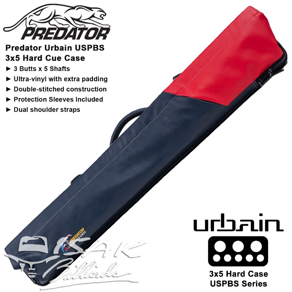 Jual Predator Urbain USPBS 3x5 Hard Cue Case | Black & Red Pool Tas ...