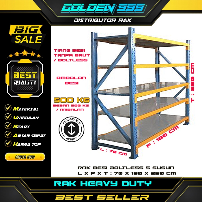 Jual Rak Heavy duty tanpa baut ( boltless ) I rak 5 susun BESI I ...