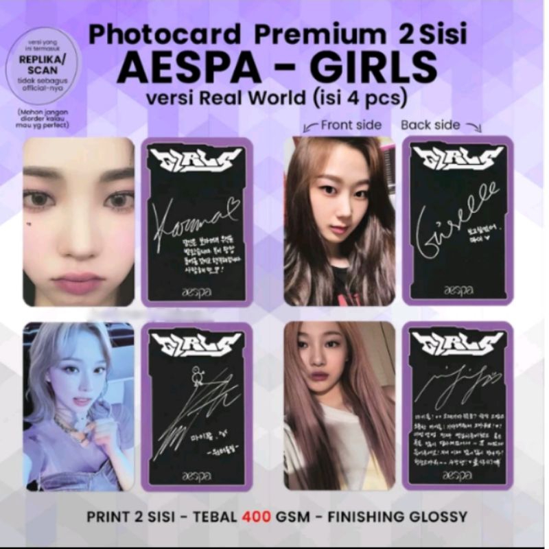Jual PHOTOCARD AESPA GIRLS 2 SISI PREMIUM | Shopee Indonesia