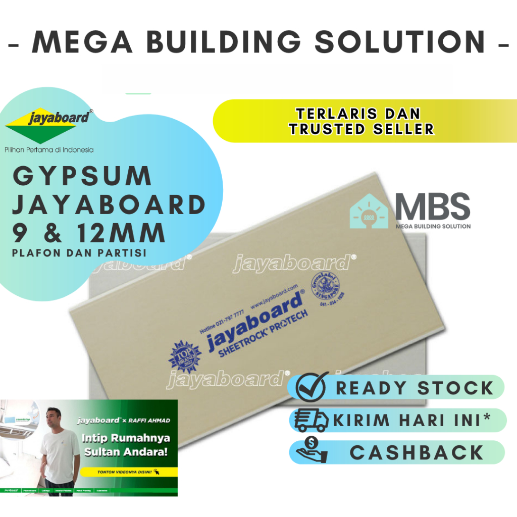 Jual Gypsum Jayaboard 12x1200x2400mm + Papan Gipsum Partisi Plafon ...