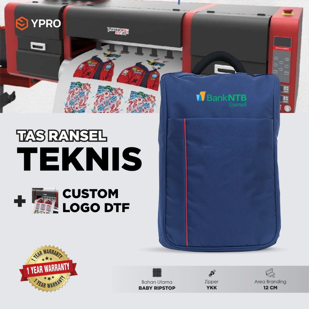Jual Tas Ransel Teknis Custom DTF Logo | Tas Kerja | Tas Kantor | Tas ...