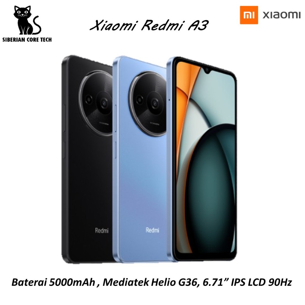 Jual HP XIAOMI REDMI A3 [4GB/128GB] HELIO G36 IPS 5000mAh MIDNIGHT BLACK / BLUE Garansi Resmi ...