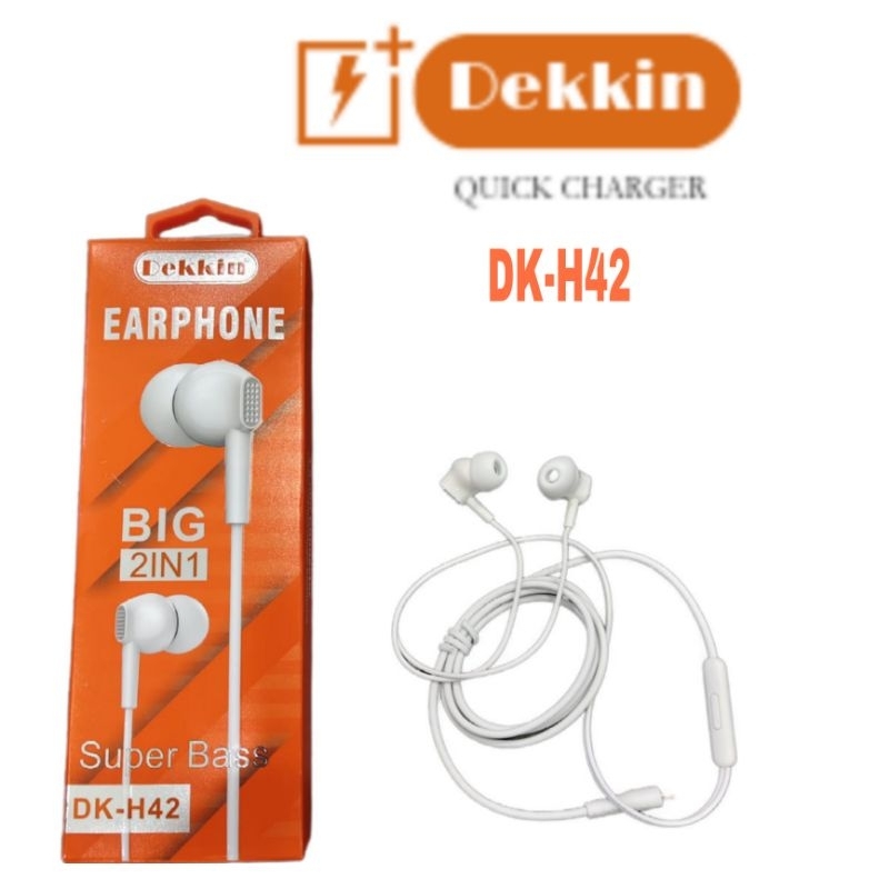 Jual DEKKIN DK-H42 Earphone Handsfree Headphone Suara jernih stereo | Shopee Indonesia