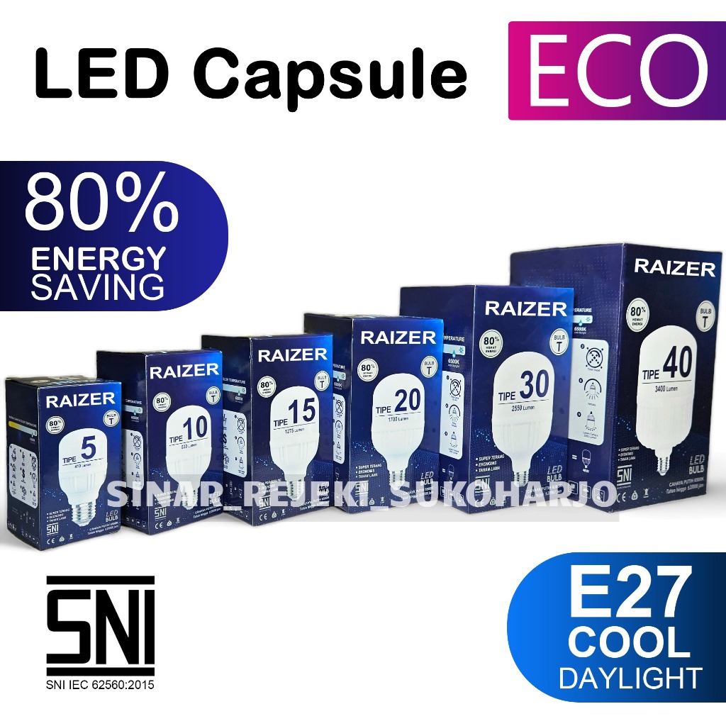 Jual Lampu LED Kapsul 20 Watt 15 Watt 10 Watt 5 Watt Putih Daylight LED ...