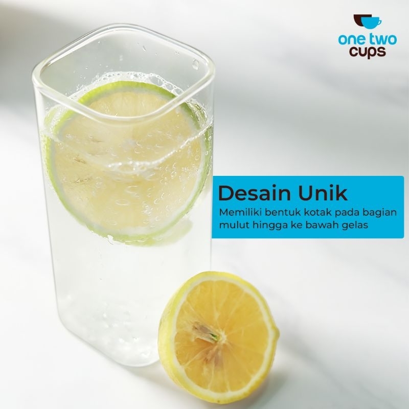 Jual One Two Cups Gelas Kaca Kotak Cocktail Borosilicate Glass 370ml - KT-006 - Transparent ...