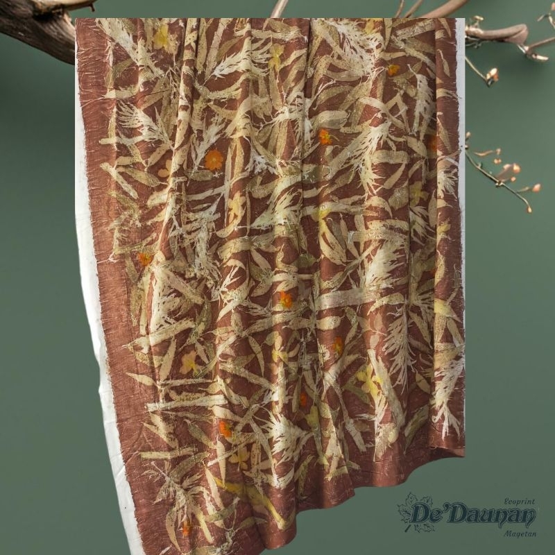 Jual kain ecoprint batik warna alam motif cetak daun original | Shopee ...