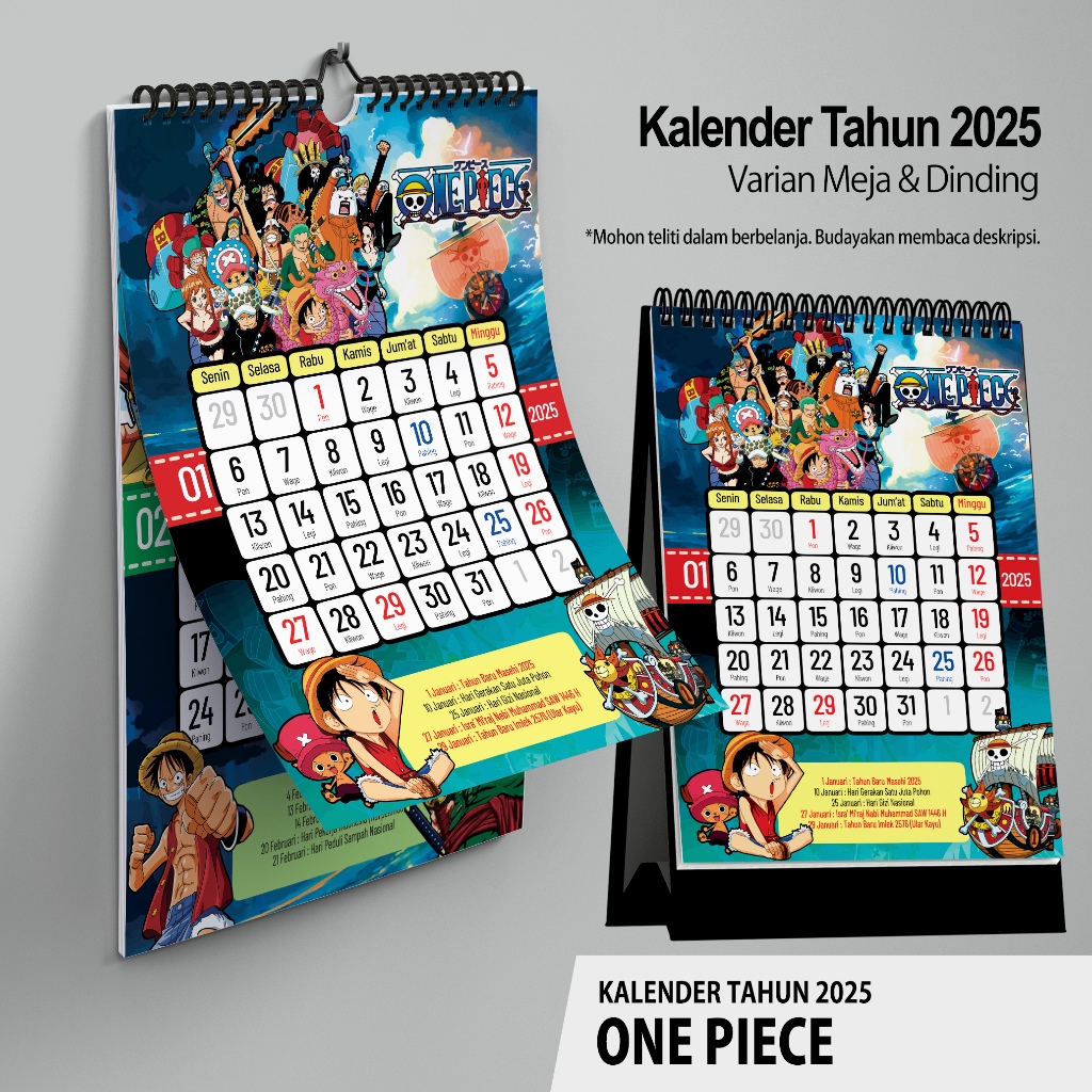 Jual KALENDER 2025 𝗢𝗡𝗘 𝗣𝗜𝗘𝗖𝗘 Anime Dinding A4 dan Meja A5 | Shopee ...