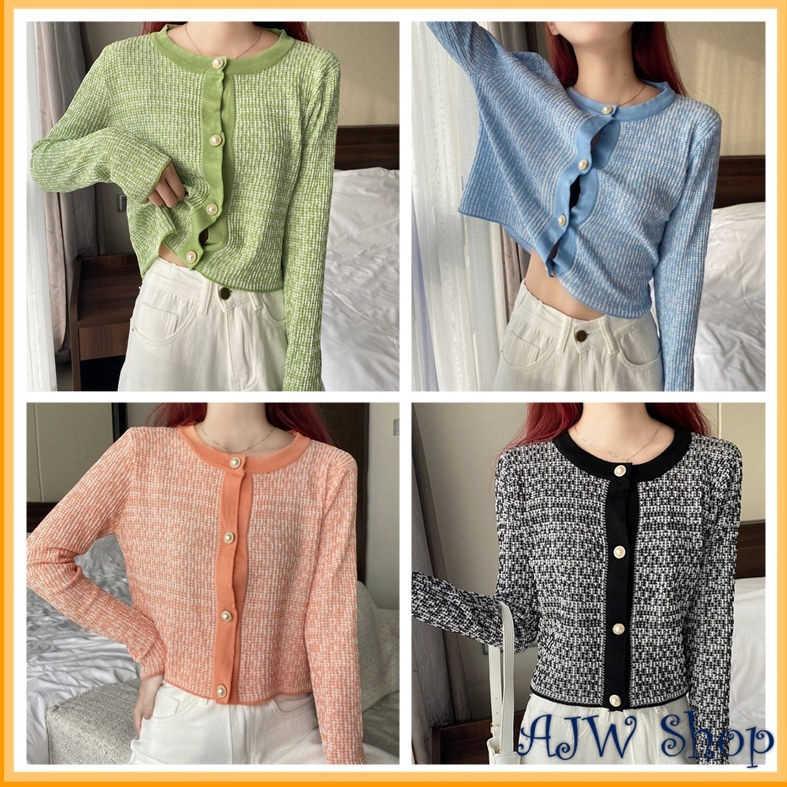 Jual AJW Cardigan Rajut Wanita Import Premium Korean Style Lengan Panjang ZT | Cardi Rajut ...