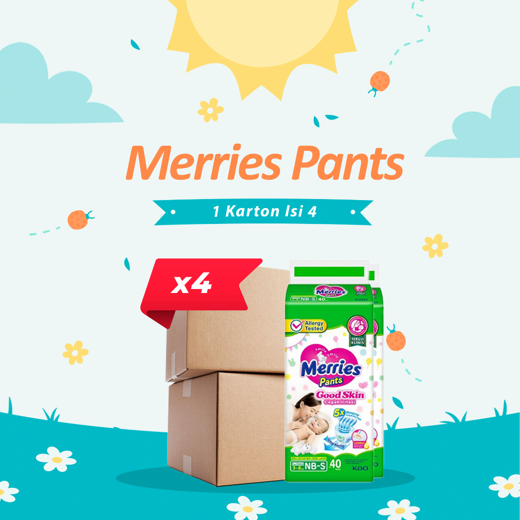 Jual Merries 1 Karton isi 4 Lebih Hemat NB-S40 / M32 / L28 / XL26 ...
