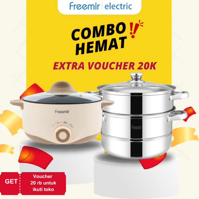 Jual [Garansi 1 Tahun] Panci Electric Dan Kukusan Dua Tingkat Stainless ...