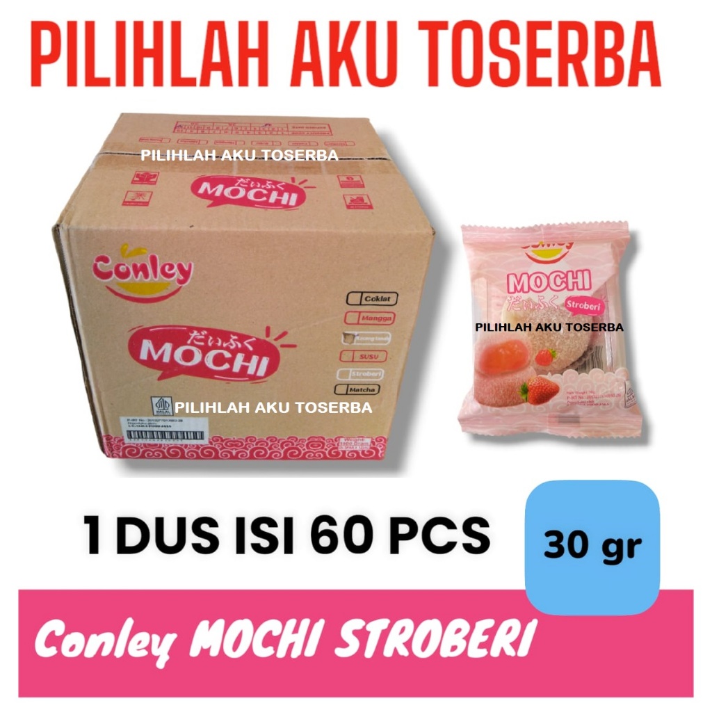 Jual Conley MOCHI Rasa STRAWBERRY / STROBERI - ( HARGA 1 DUS ) | Shopee ...