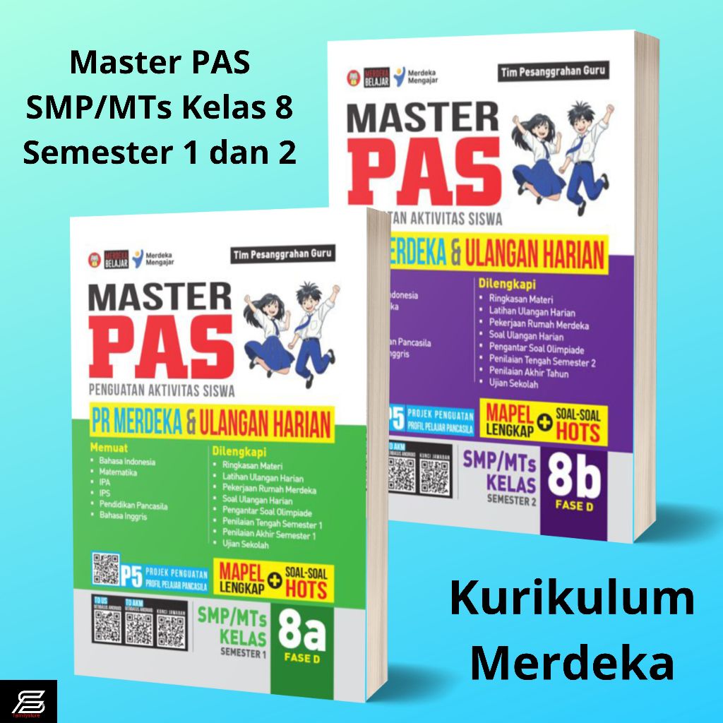 Jual Paket Buku Master PAS SMP/Mts Kelas 8 Semester 1 dan 2 Buku PR dan Ulangan Harian Kurikulum ...