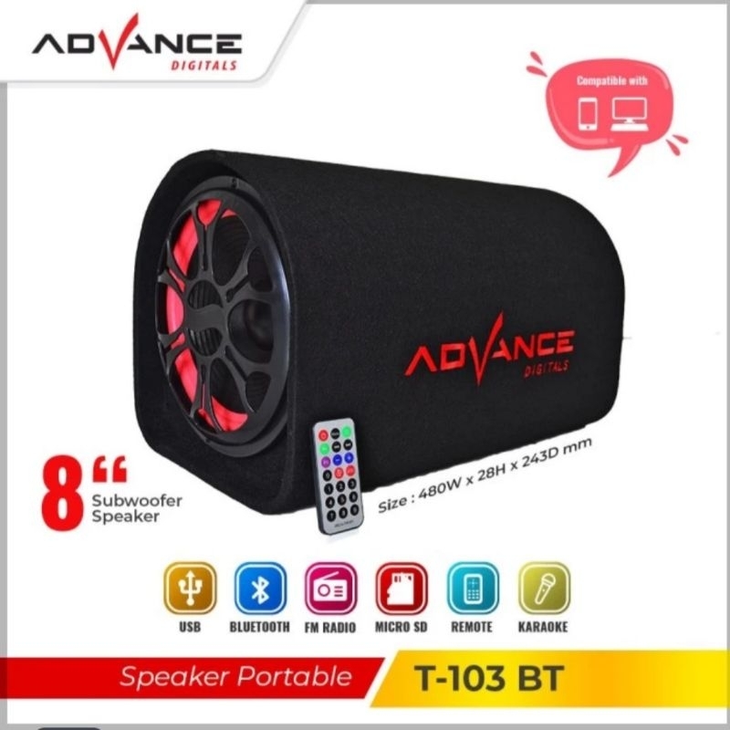 Jual Speaker Advance Bluetooth T-103BT 8' Subwoofer Basstube | Shopee Indonesia