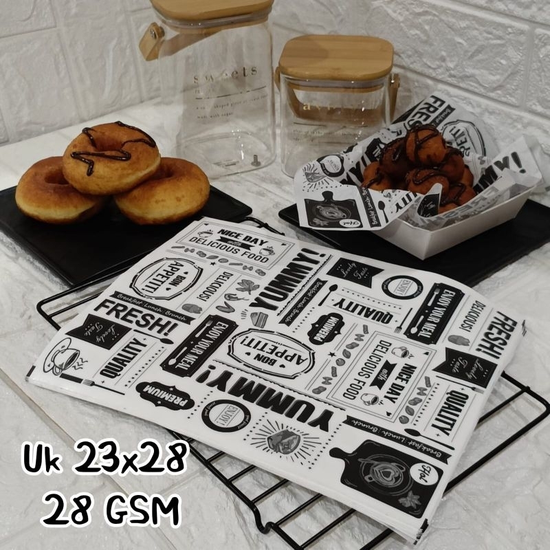 Jual Wax Paper / Baking Paper Laminasi Motif YUMMY uk 23 x 28 cm ~ 50 ...
