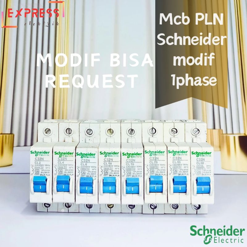 Jual Mcb modif PLN Schneider 2a 4a 6a 10a 16a 20a 25a 35a 50a anti ...