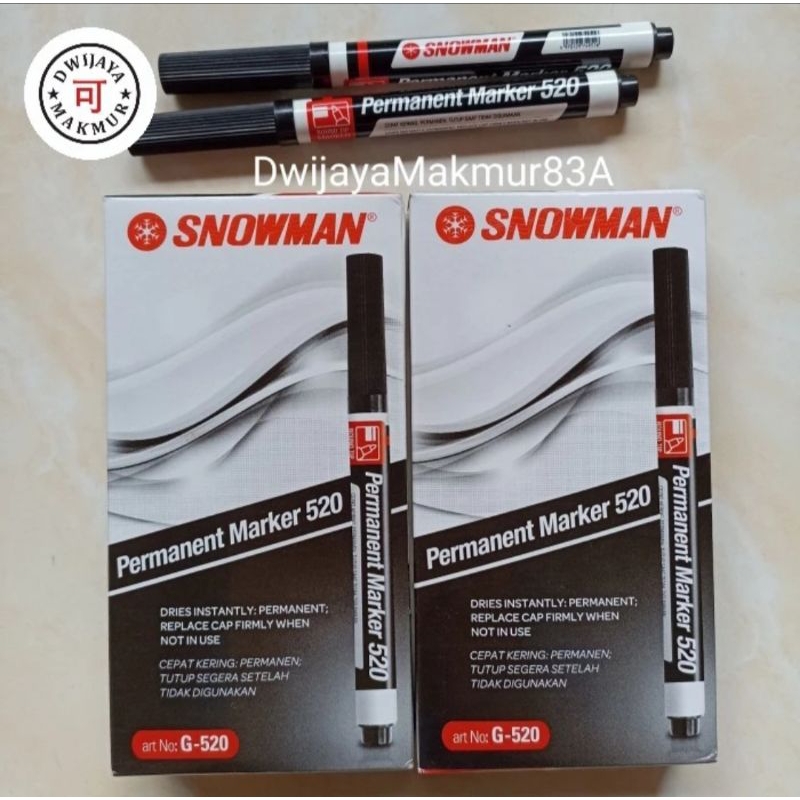 Jual Snowman Spidol Permanen Marker 520 Kecil warna Hitam (Ecer ...