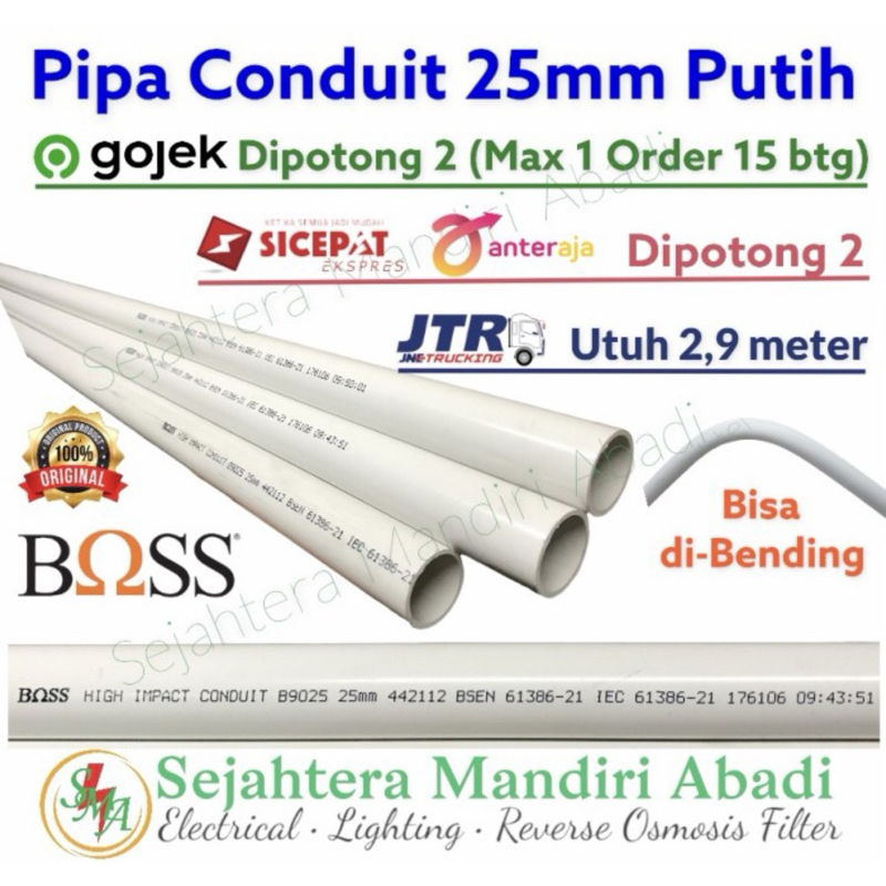 Jual Pipa Listrik BOSS 25 mm Putih Pipa Conduit Konduit | Shopee Indonesia