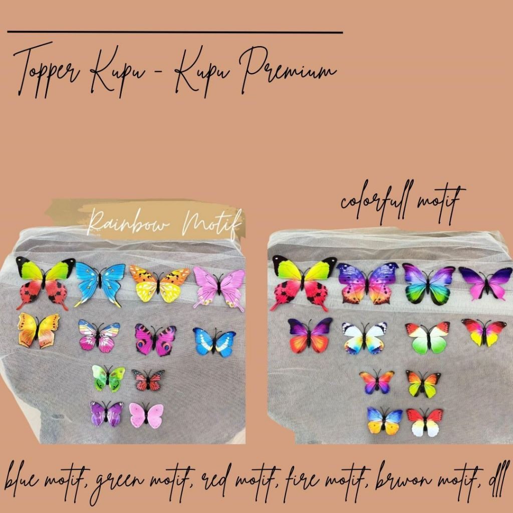Jual (ISI 12) TOPPER KUPU-KUPU PREMIUM/ STIKER KUPU-KUPU DEKORASI ...