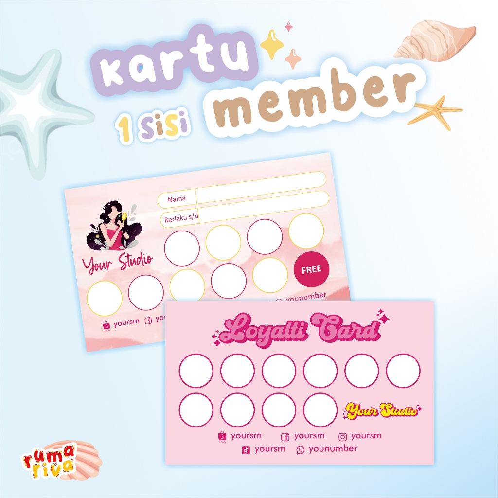 Jual 1 SISI KARTU MEMBER MEMBER CARD LOYALTI CARD REWARD POIN STAMP ...