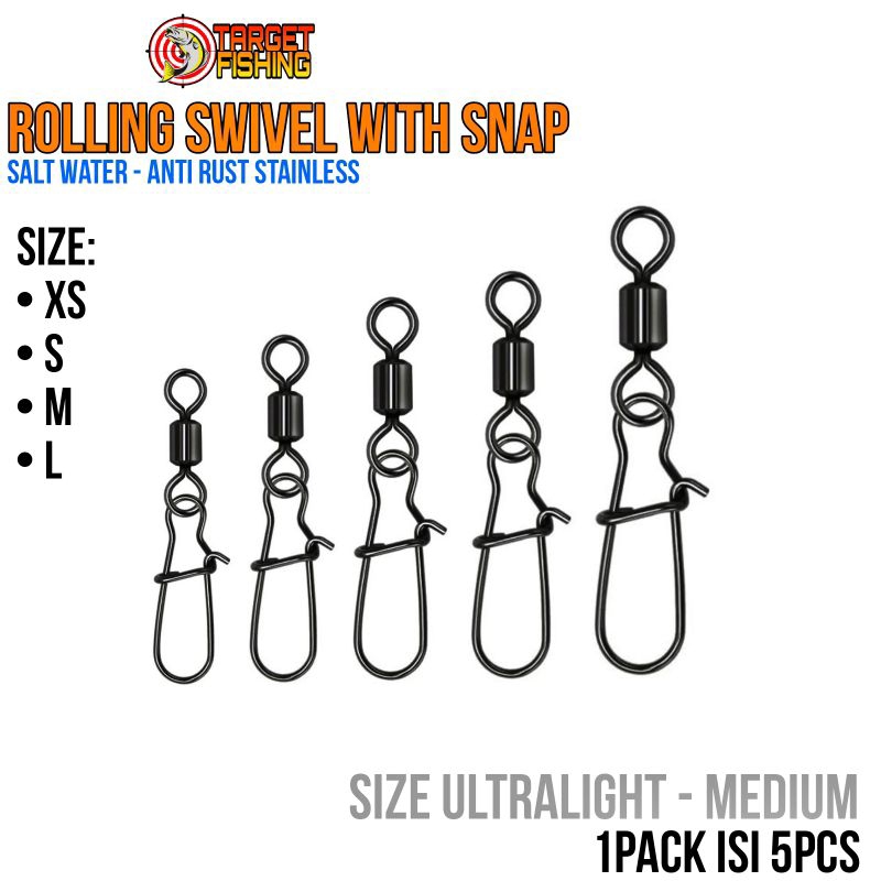 Jual 5pcs Rolling Swivel With NICE Snap - Peniti Pancing Casting ...