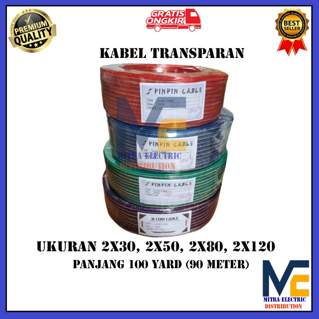 Jual KABEL SERABUT TRANSPARAN BODY BESAR JUMBO UKURAN 2X30, 2X50, 2X80 ...