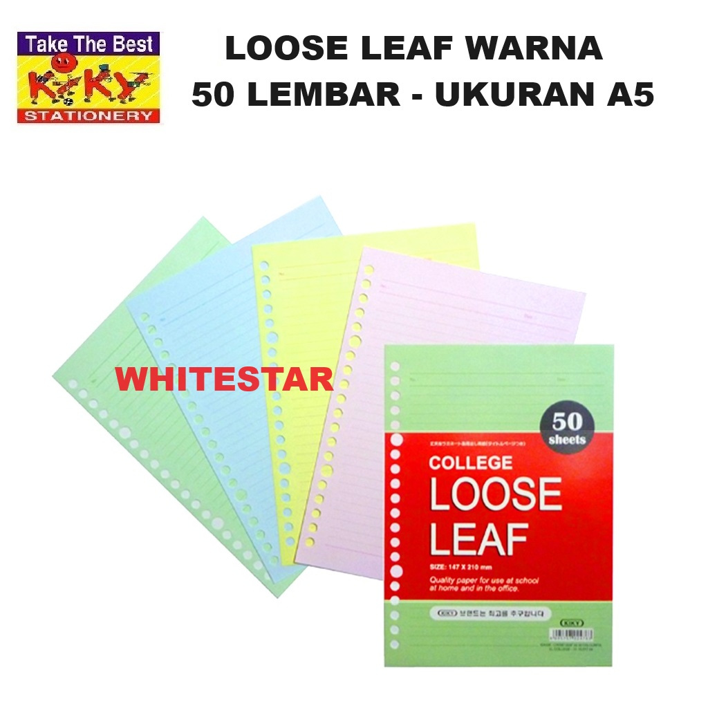 Jual loose leaf garis kiky warna / color - ukuran / Uk. A5 - 50 lembar | Shopee Indonesia