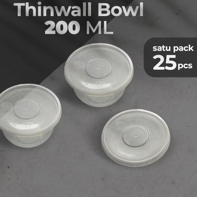 Jual Kotak Makan Plastik / Thinwall / Food Container - Bulat 200ml ...