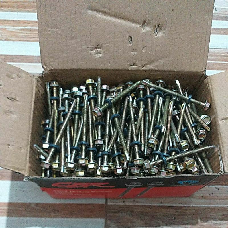 Jual Baut roofing CBR ukuran12x70 1box baja ringan alderon 7cm | Shopee ...