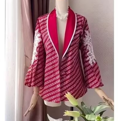 Jual Blazer Batik Merah Putih Aplikasi Bordir | Shopee Indonesia