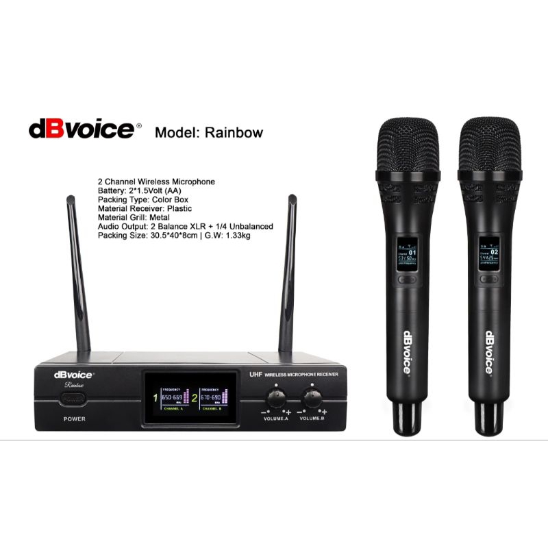 Jual Microphone Wireless dB Voice RAINBOW Original Product 2 Mic ...