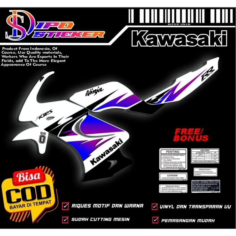 Jual sticker striping ninja rr old custom 01 transparan UV (bisa ...
