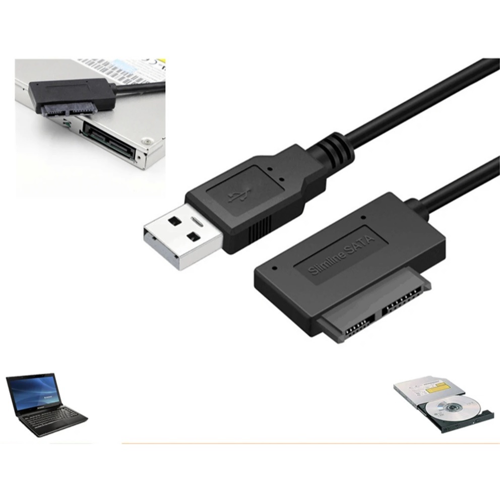 Jual USB 2.0 To Slimline SATA 13 Pin (6P+7P) Adapter for Internal Notebook DVD/CD | Shopee Indonesia