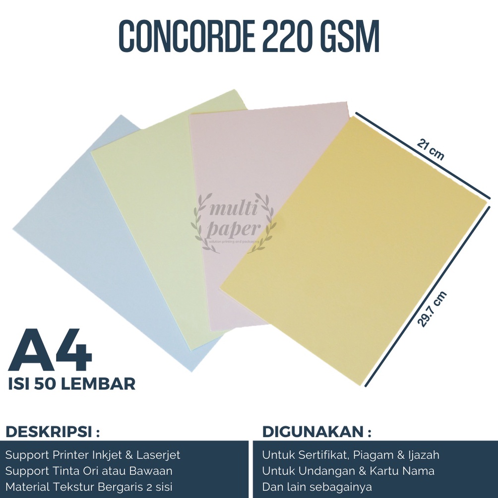 Jual L7K8359 Kertas Concorde A4 22 gr isi 5 lembar Concorde A4 22 gram Kertas Sertifikat Piagam ...