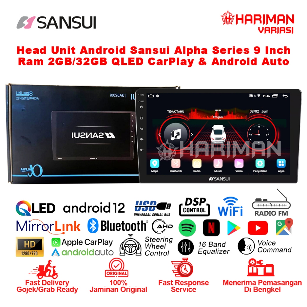 Jual Head Unit Android Sansui Alpha Series 9 Inch Ram 2GB + Rom 32GB ...