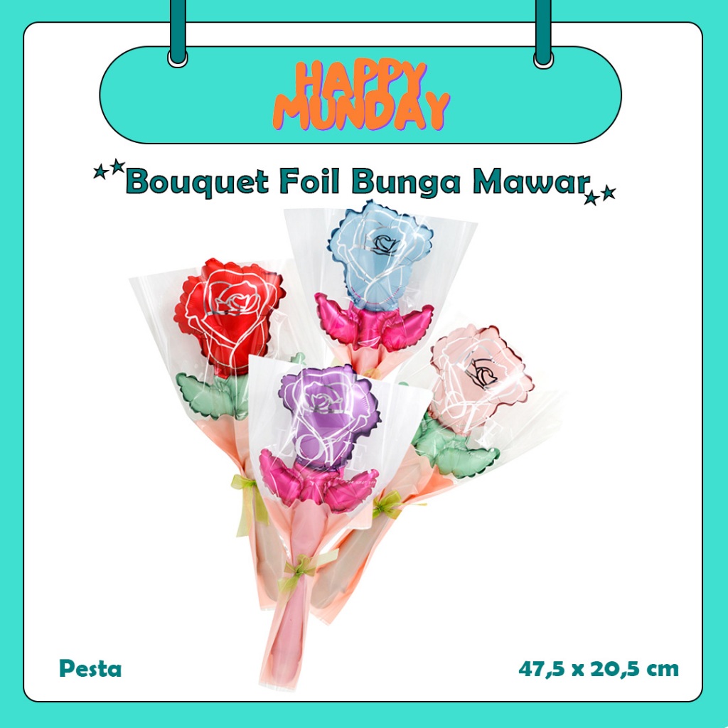 Jual HappyMunday Bouquet Balon Foil Bentuk Love / Mawar / Bunga ...