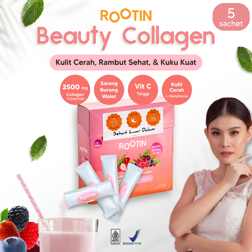 Jual ROOTIN Beauty Collagen | Isi 5 Sachet | 2500mg Kolagen Tripeptide ...