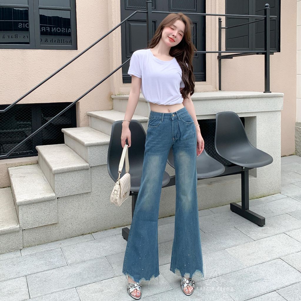 Jual Lassie alpha J81 ready stok Jeans Wanita Cutbray Ultra Highwaist Color Model Unfinish ...