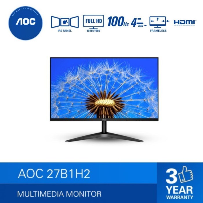 Jual AOC 27B1H2 Monitor LED (27"/IPS/FHD/100Hz/4ms/VGA/HDMI/Frameless ...