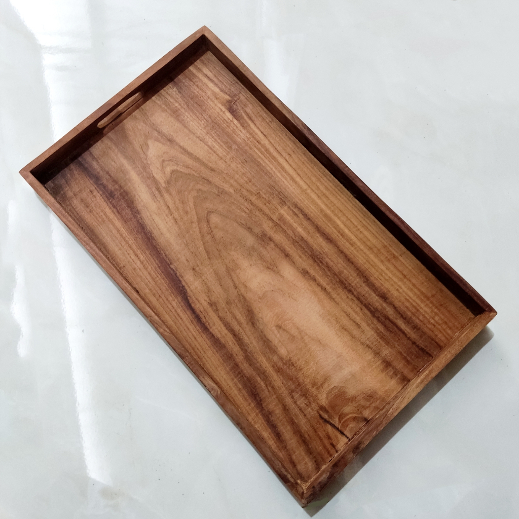 Jual Nampan Kayu Jati Segi Panjang Wooden Tray Baki Wadah Saji Serving ...