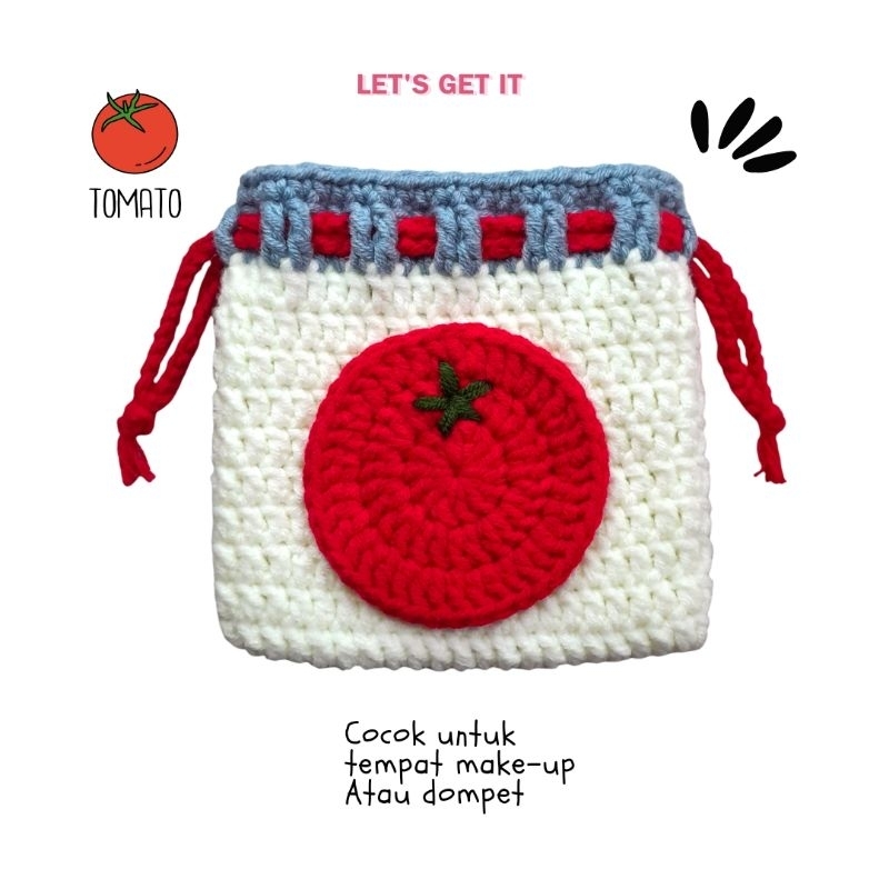 Jual ☆ Tomato Pouch Crochet Dompet Tempat Make-up dan Digicam | Shopee ...