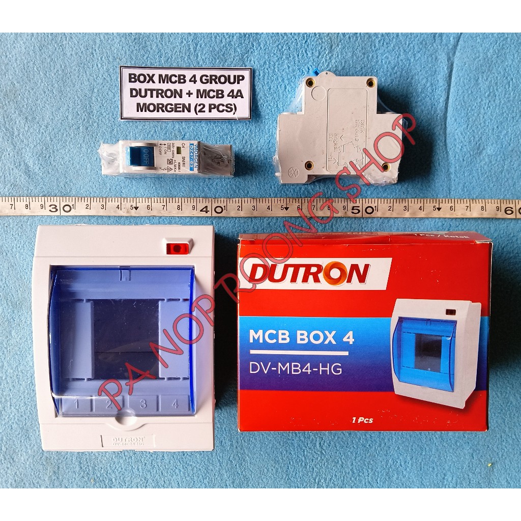 Jual Mcb 4A (2 PCS) MORGEN + BOX MCB DUTRON 2-4 GROUP DV-MB4-HG ...
