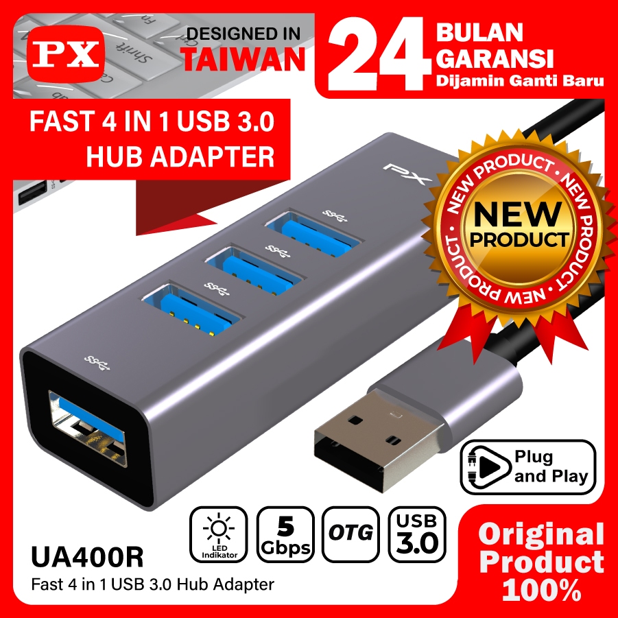 Jual USB Hub Converter USB 3.0 Connector Adaptor Laptop 4 in 1 PX ...