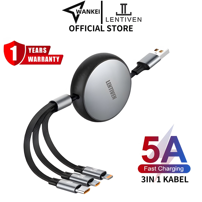 Jual WANKEI LENTIVEN Kabel Data TYPE C 3 in 1 Fast Charging Untuk ...