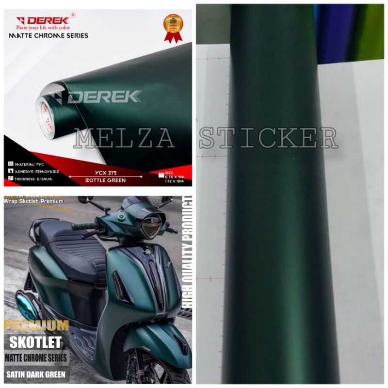 Jual Skotlet Sticker Bottle green doff / Hijau Tua Satin Matte Chrome Series | Shopee Indonesia