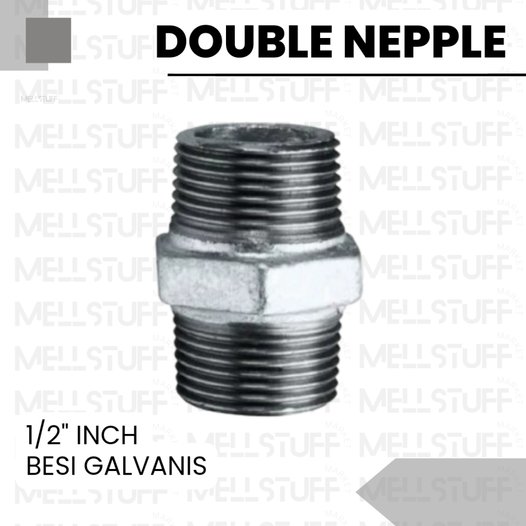Jual Double Nepple bahan Besi Galvanis Ukuran 1/2" Inch | Shopee Indonesia