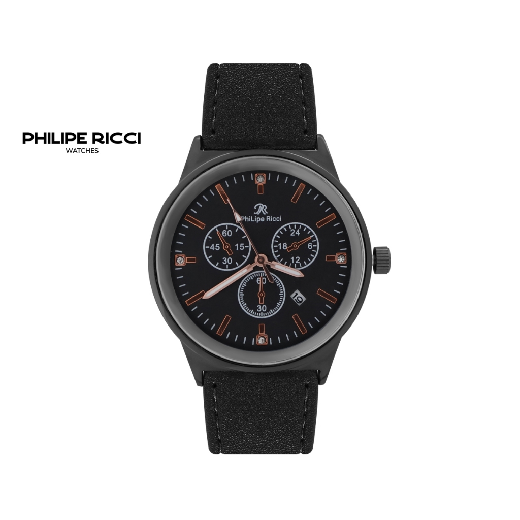 Jual PhiLipe Ricci Jam Tangan Pria Kulit Hitam Stylish Modern Original ...
