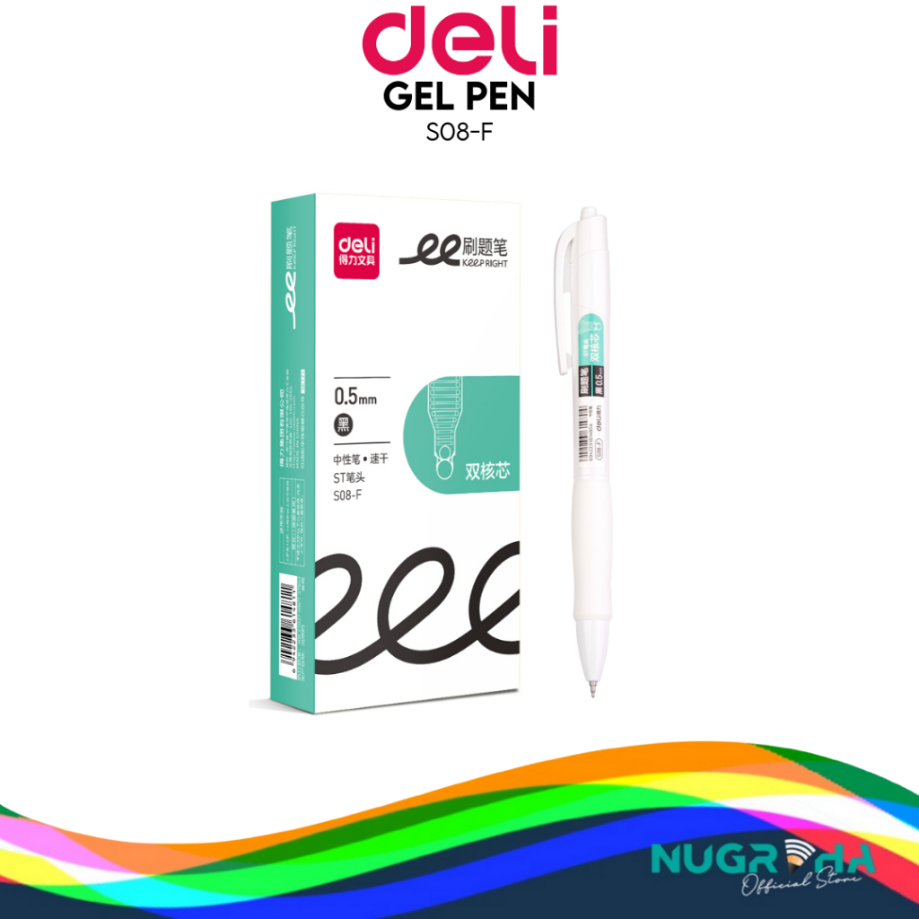 Jual Deli Gel Pen / Pulpen Gel Retractable Pen Cetek 0.5 mm Tinta Hitam 1 pcs S08-EF | Shopee ...