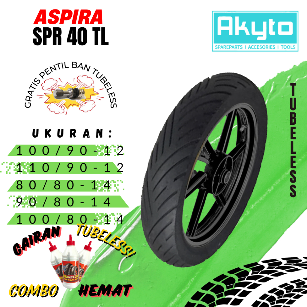Jual BAN ASPIRA SPR40TL / BAN TUBELESS / BAN MOTOR RING 12 RING 14 ...